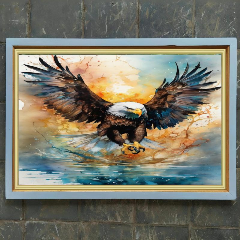 Jual Hiasan dinding lukisan cetak Burung elang aesthetic plus Bingkai ...