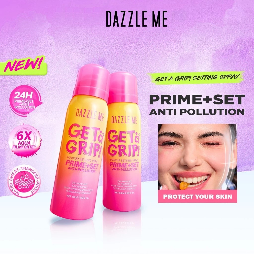 Jual Dazzle Me Get A Grip! Makeup Setting Spray Prime+Set Anti-Pollution Finish Satin | Shopee ...