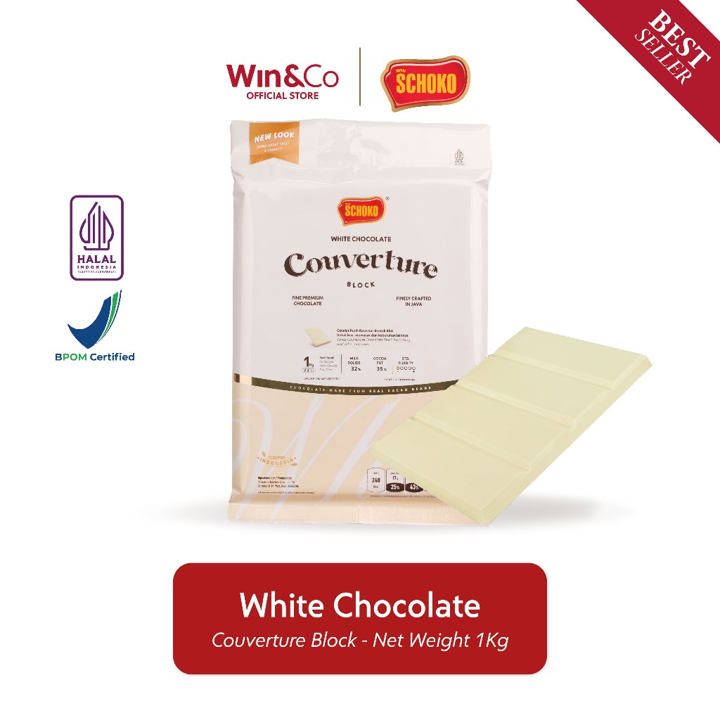 Jual SCHOKO White Chocolate Couverture Block - 1 Kg / Coklat Kovertur | Shopee Indonesia