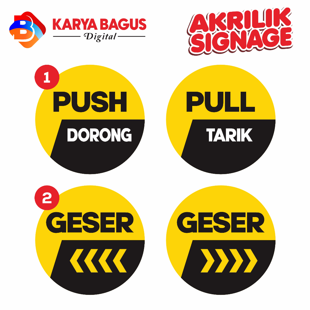 Jual Akrilik Pintu Dorong Tarik / Peringatan Push Pull / Akrilik Signage Bulat 10x10cm | Shopee ...