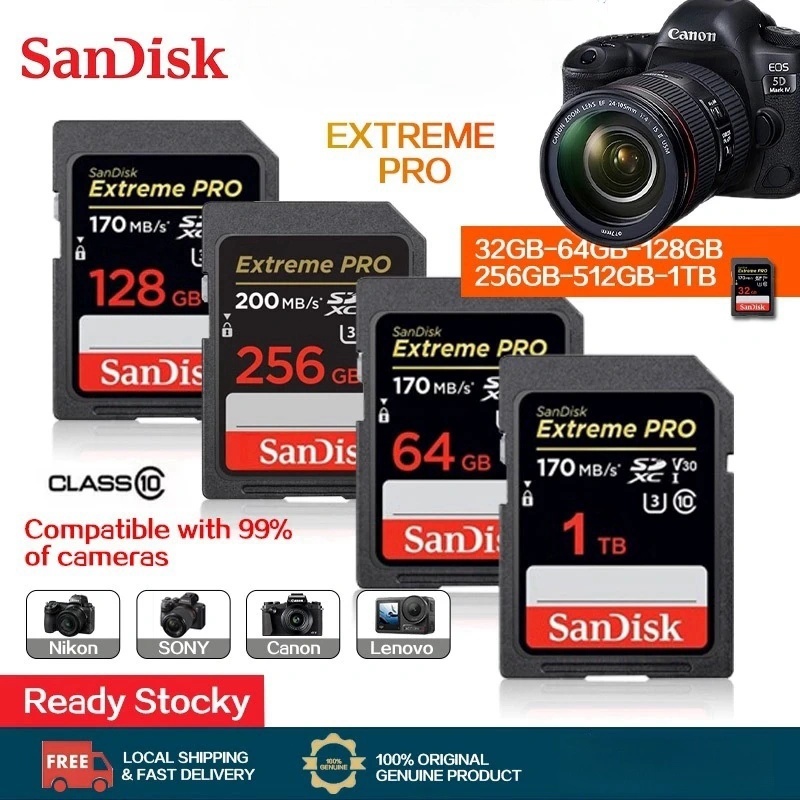 Jual SANDISK SDHC Kartu SD card Extreme PRO 32GB 64GB 128GB 256GB 512GB 1TB 170MB/S 200mb/s U1 ...