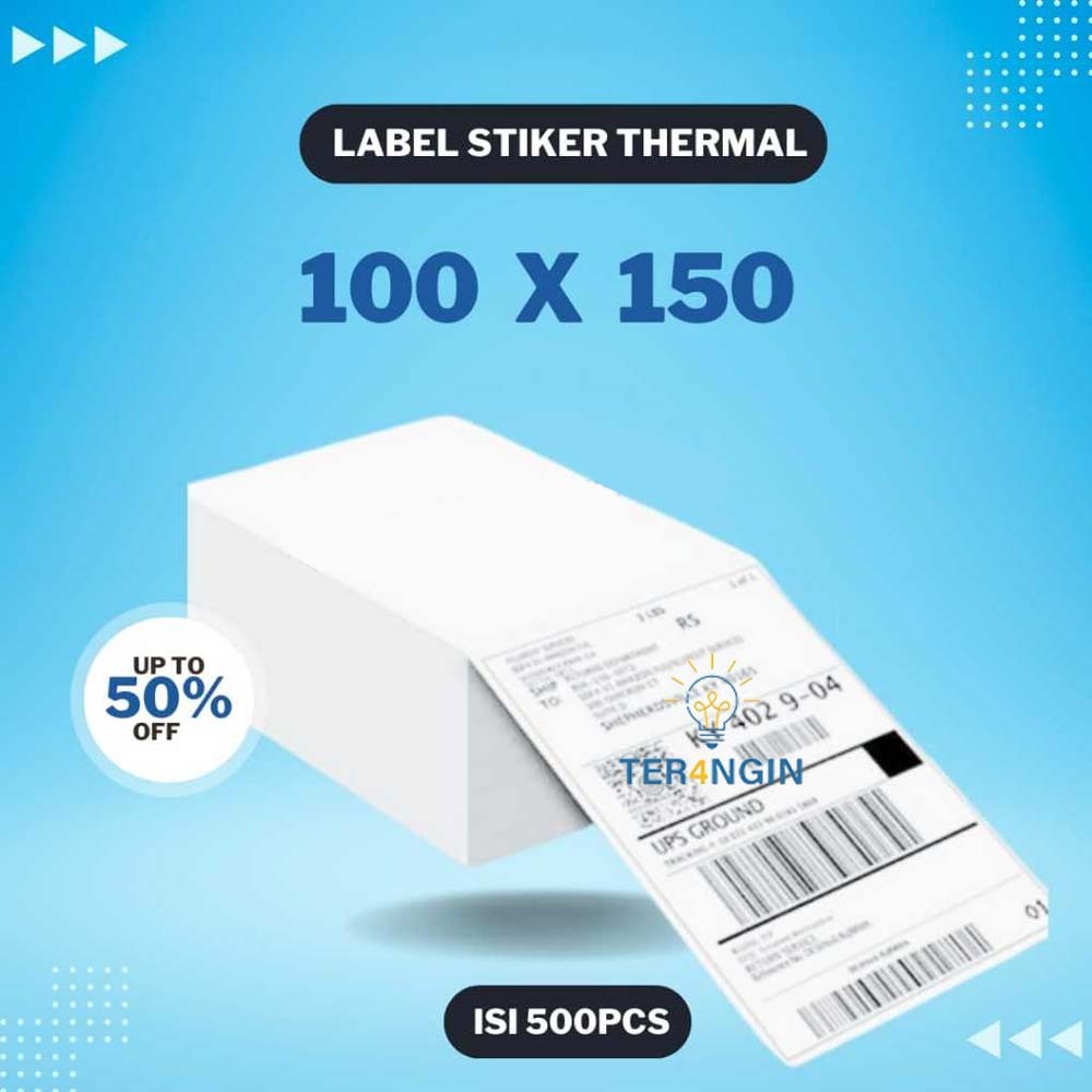 Jual Label stiker Thermal 100x150mm Waterproof/Sticker Label Isi 500pcs Tidak Luntur Lem Kuat ...