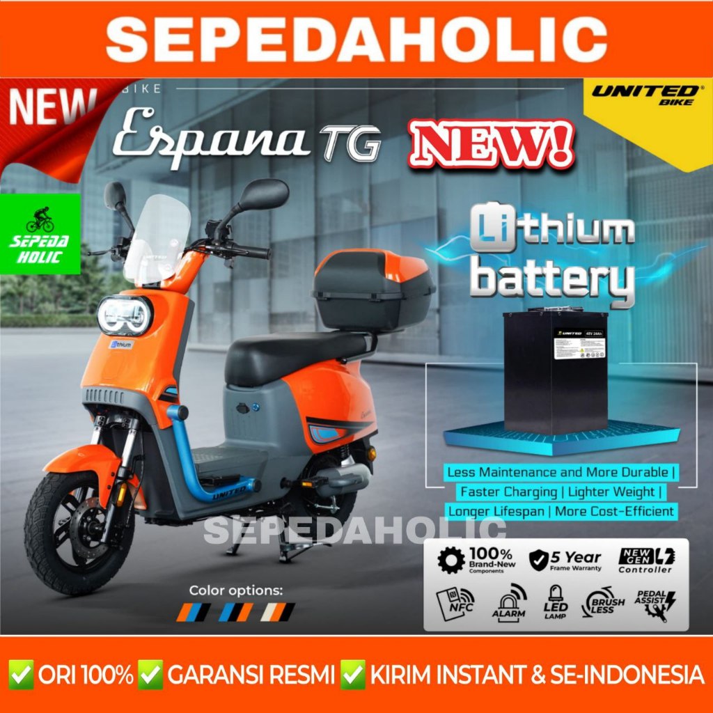 Jual Sepeda Listrik UNITED ESPANA TG LITHIUM 800 Watt Electric E Bike ...
