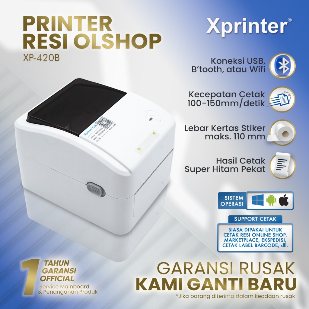 Jual Printer Barcode Thermal Label Resi XP-420 USB-Bluetooth-Wifi | Shopee Indonesia
