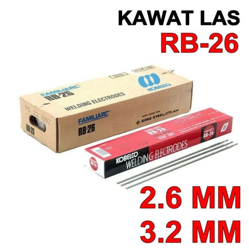 Jual Kawat Las KOBE STEEL RB-26 Kobelco Ukuran 2,6mm 3,2mm per 5kg | Shopee Indonesia