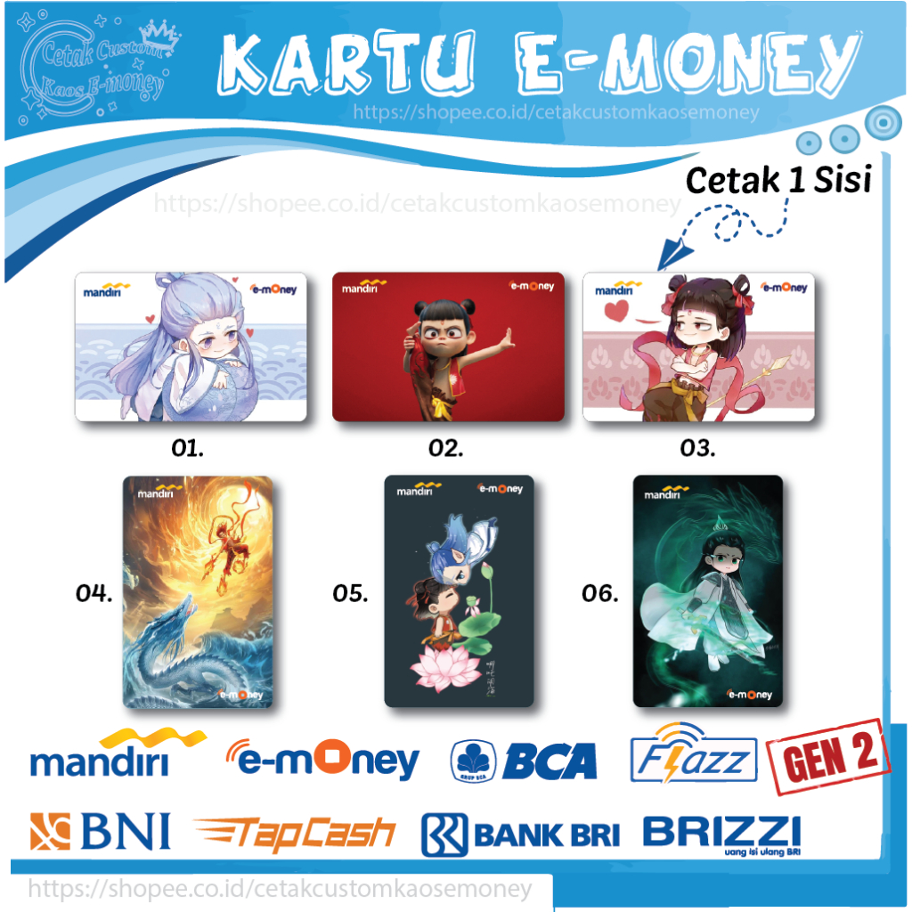Jual KARTU E MONEY E TOLL KARTUN NE ZHA 2 ANIME 6 EMONEY MANDIRI FLAZZ ...