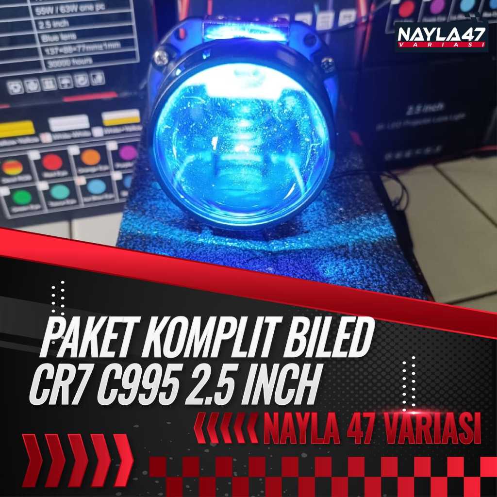 Jual Paket Komplit Lampu Biled CR7 C995 2.5 Inch dengan Devil Eyes ...