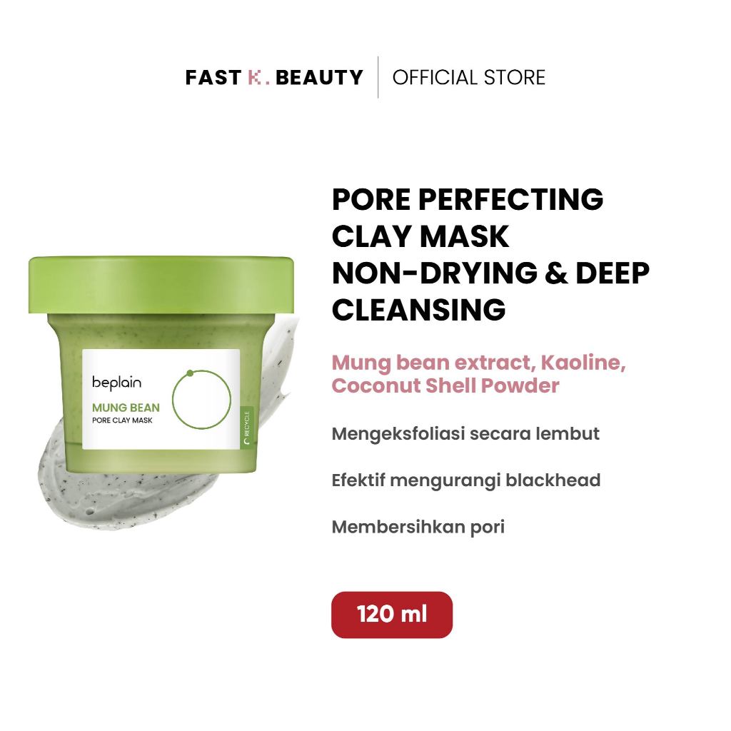 Jual BEPLAIN Mung Bean Pore Clay Mask 120ml | Shopee Indonesia