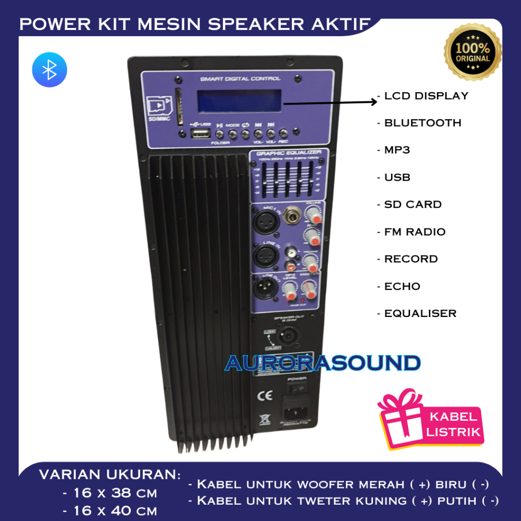 Jual POWER KIT MESIN SPEAKER AKTIF 16X38 CM & 16X40 CM RECORD EQUALIZER USB BLUETOOTH 500-1000 ...