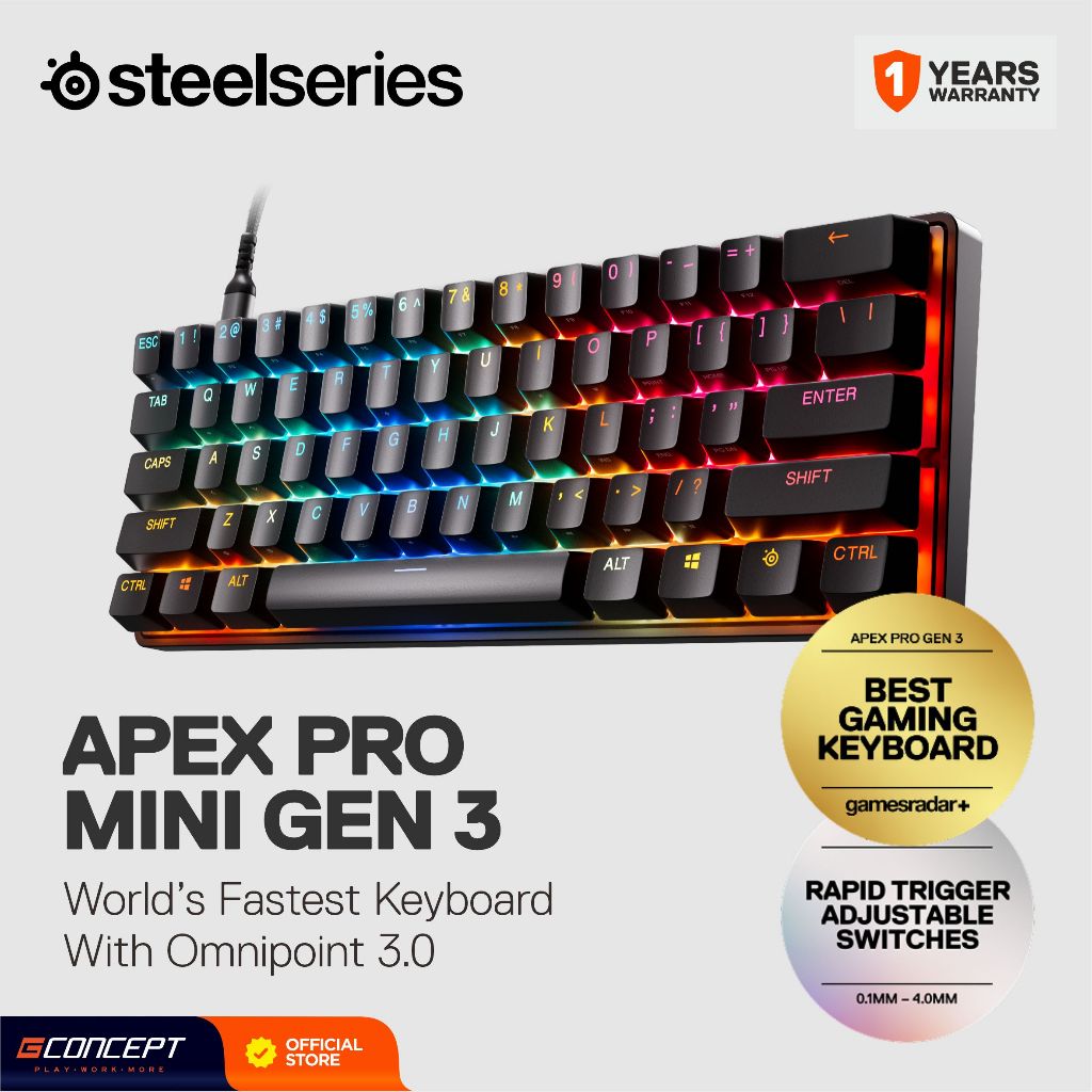 Jual SteelSeries Apex Pro Gen 3 Mini OmniPoint 3.0 Hypermagnetic ...