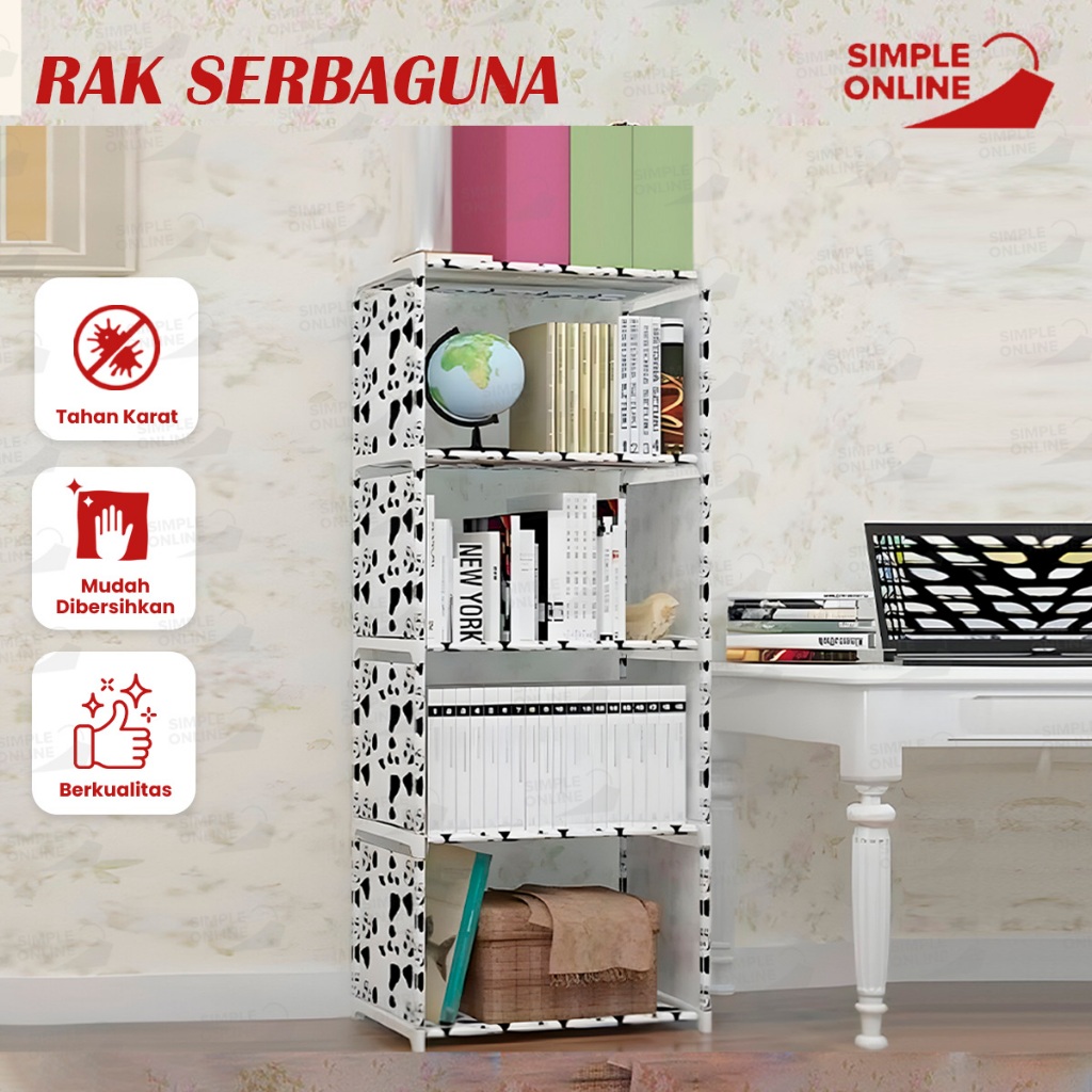 Jual Simple Online Rak Buku Plastik 4 Tingkat Rak Susun Portable ...