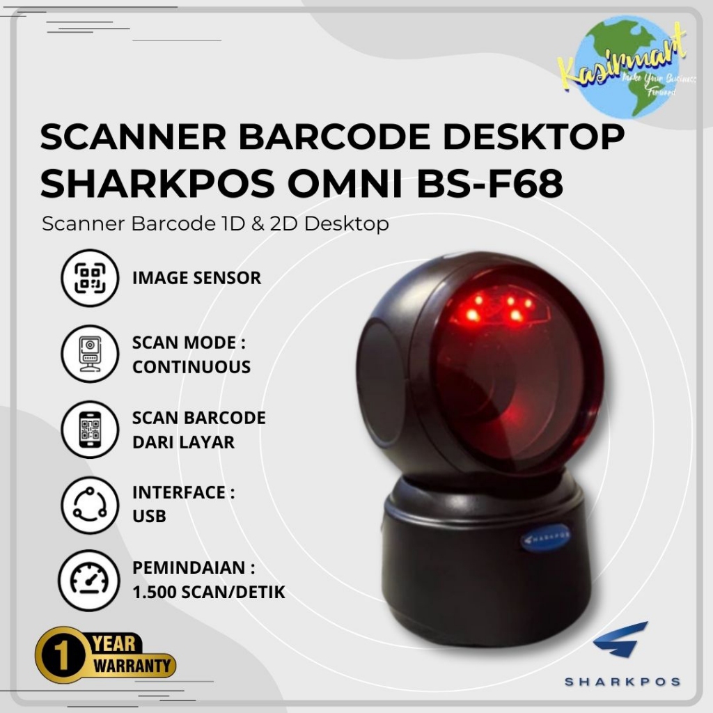 Jual Barcode Scanner 2D Sharkpos F 68 QR Code USB Autoscan F68 OMNI BS ...
