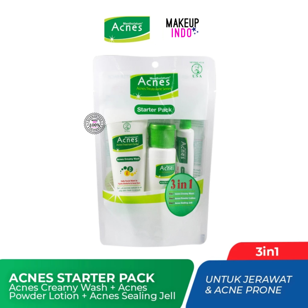 Jual Acnes Starter Pack - Creamy Wash + Powder Lotion + Sealing Jell ...