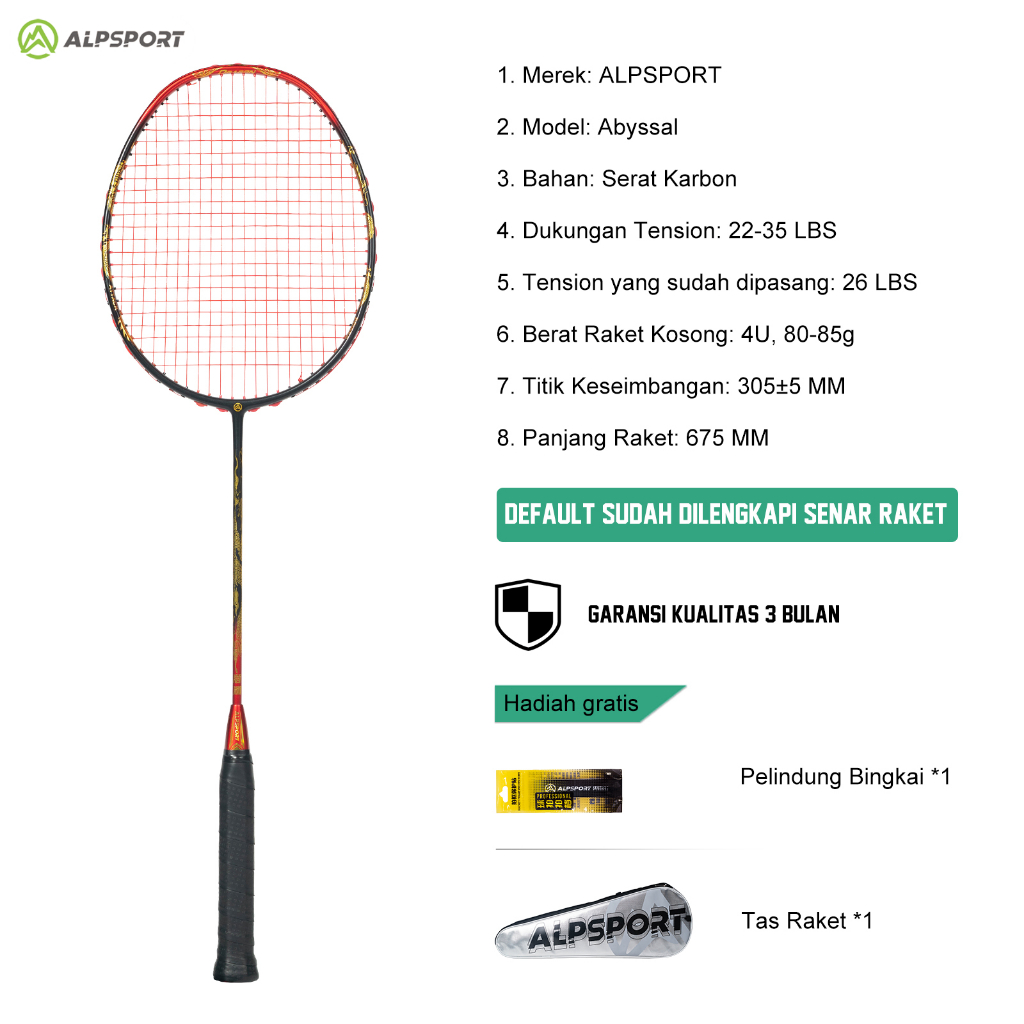 Jual ALPSPORT New QY Pola Naga Emas Raket BuluTangkis Asli 4U Max 38LBS ...