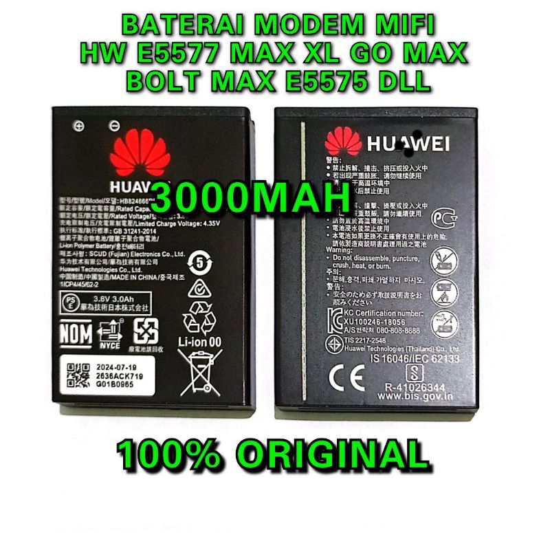 Jual ORIGINAL 3000MAH Baterai HB824666RBC dan 1500mAh HB434666RBC Mifi ...