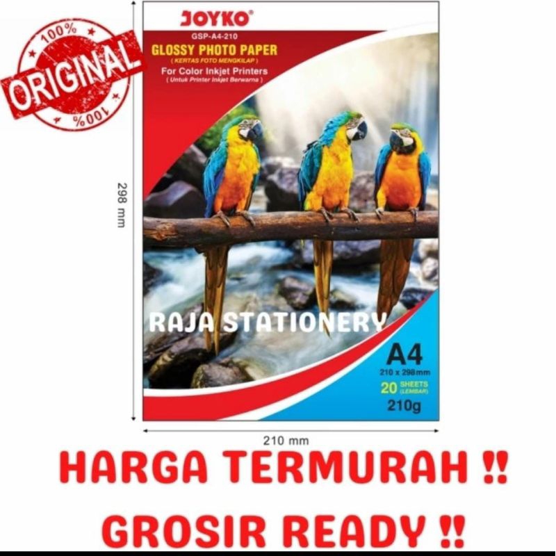 Jual [Joyko Glossy Photo Paper A4 20 Sheet / Kertas Foto Mengkilap GSP ...
