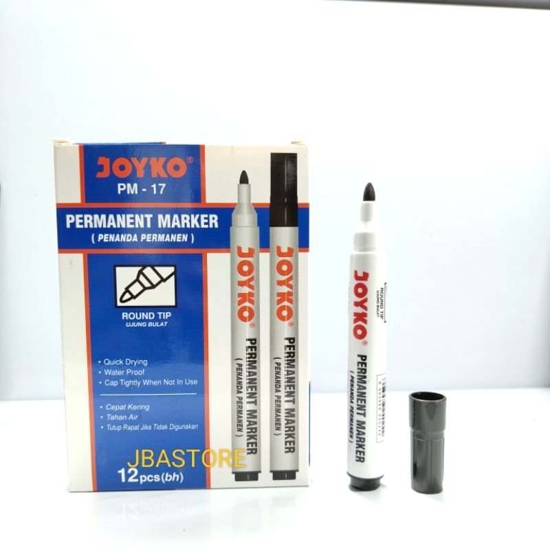 Jual 1 Pak Spidol Permanent Marker PM-17 Joyko isi 12 Pcs | Shopee ...