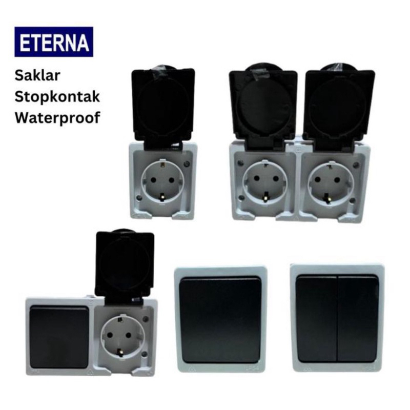 Jual ETERNA Saklar Stop Kontak WATERPROOF dengan Penutup Outbow Dinding ...