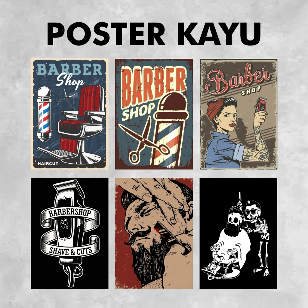 Jual POSTER KAYU BARBERSHOP / POSTER KAYU / WALL DEKOR / HIASAN DINDING ...