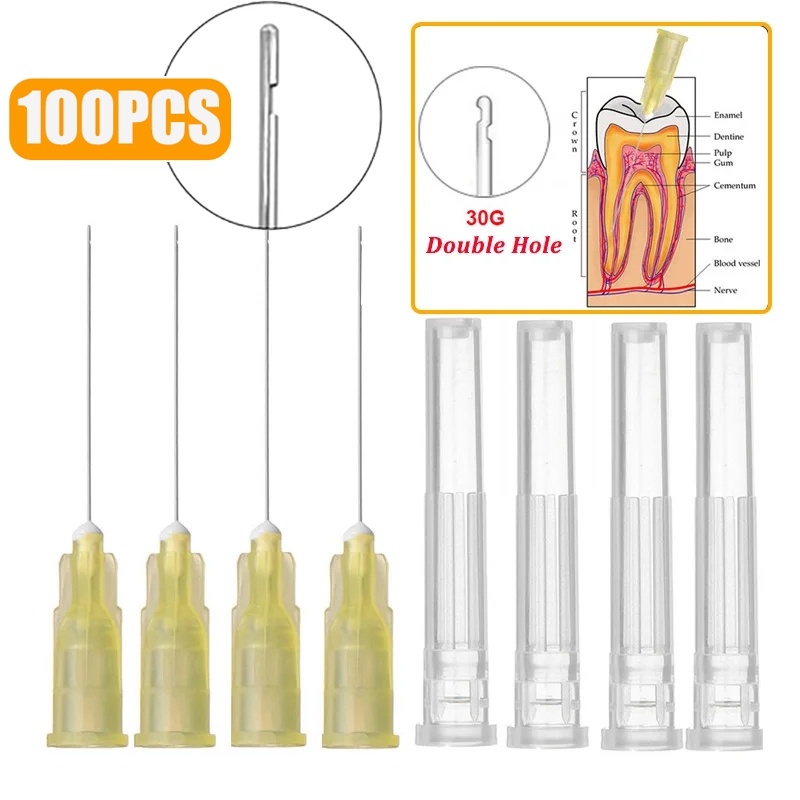 Jual 100Pcs Dental Endo Irrigation Needle Tip End-Closed Side Hole Endo ...