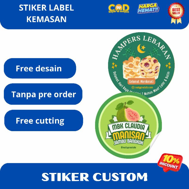 Jual sticker kemasan custom / sticker label kemasan cutting /STIKER ...