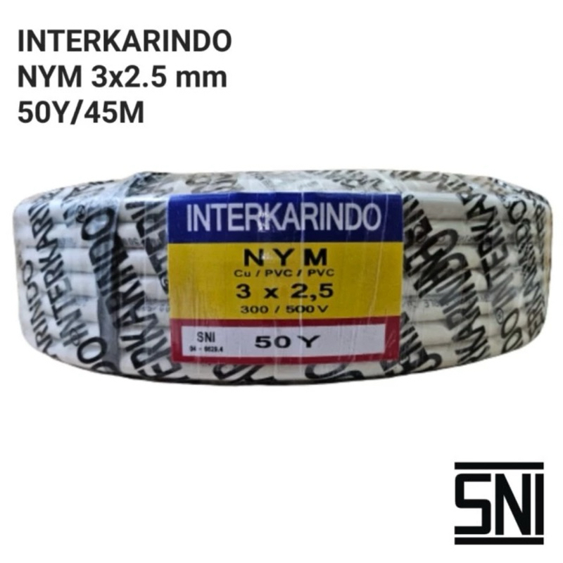 Jual Kabel Listrik NYM 3x2.5 3x2,5 mm INTERKARINDO 50 Y 45 Meter | Shopee Indonesia
