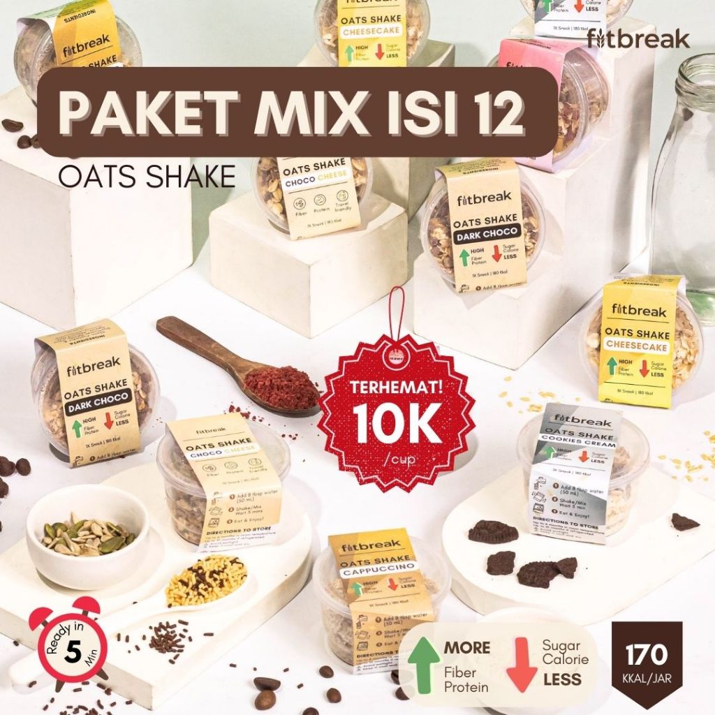 Jual Paket Mix Rasa 12 Oats Shake Cuma 10 Ribu Overnight Oats/ Snack ...