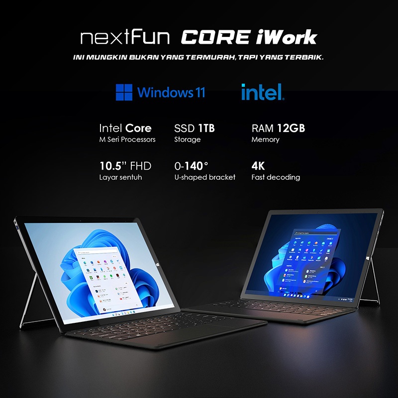 Jual NEXTFUN Laptop 2 in 1 Tablet iwork 12GB 1TB Windows 11 layar sentuh 10.5" Core M Processor ...