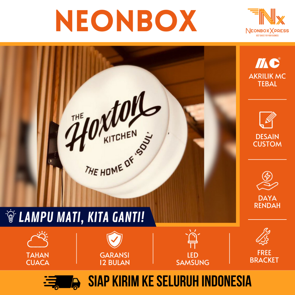 Jual Neonbox Akrilik Bulat Premium Bebas Desain 1/2 Sisi Bahan Akrilik ...