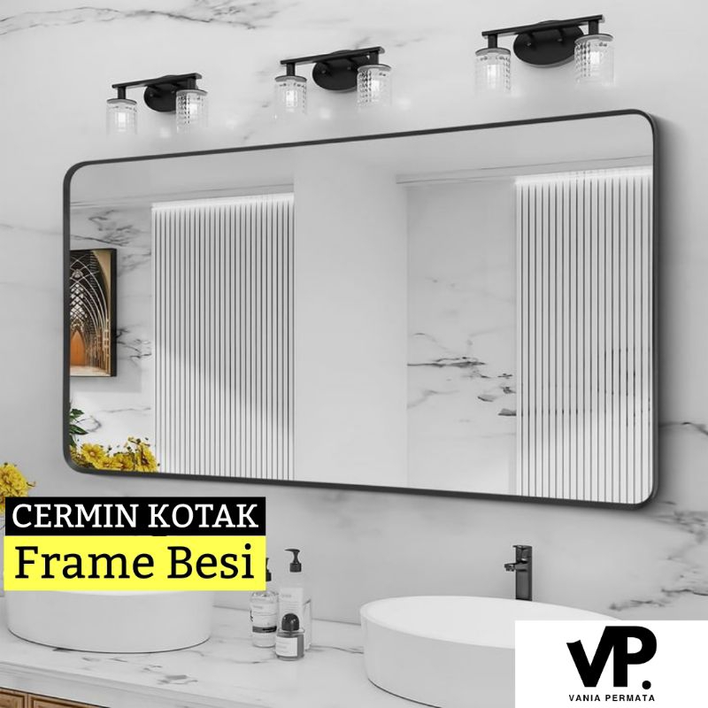 Jual Cermin Kotak Persegi Bingkai Frame Besi Kaca Kamar Mandi Wastafel ...