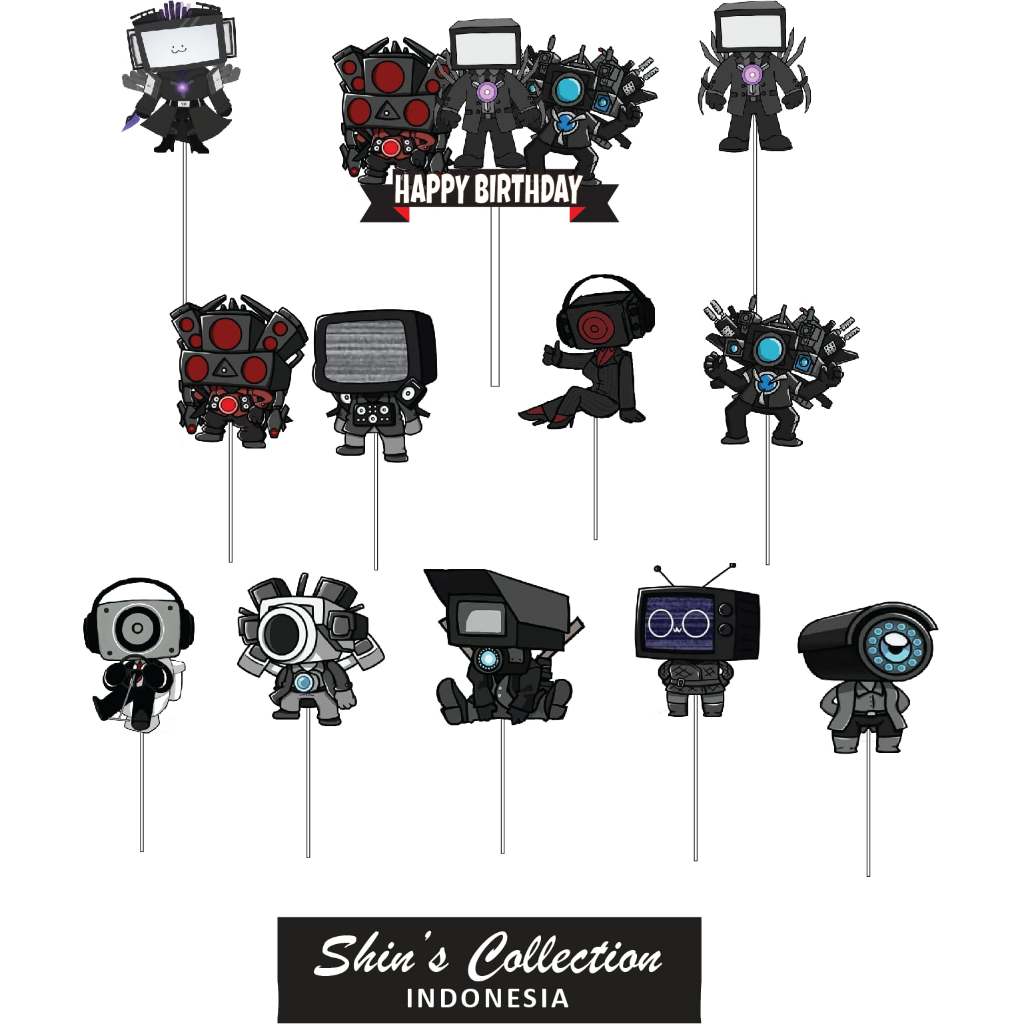 Jual Cake topper Skibidi Toilet Chibi NEW isi 12 pcs | Shopee Indonesia