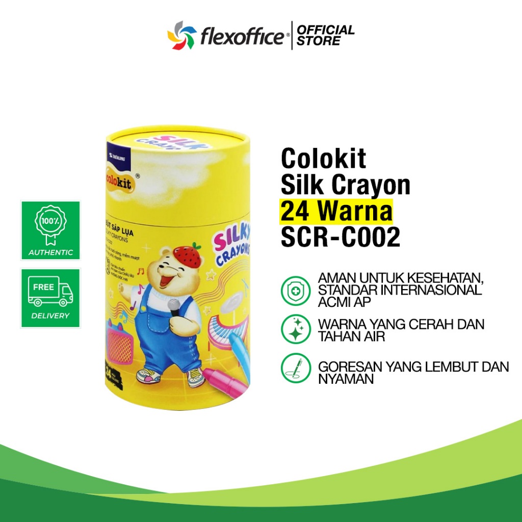 Jual FlexOffice Colokit Silky Crayon SCR-C002 24 Warna/Set | Shopee ...