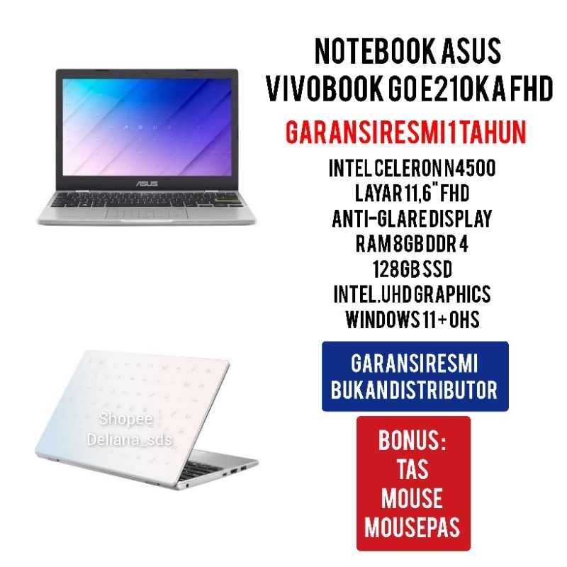 Jual Notebook Asus E210KA Putih Intel Celeron N4500 8GB/128GB 11,6" FHD ...