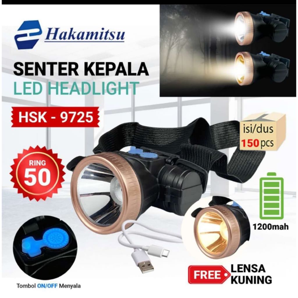Jual Senter Kepala Headlight LED / Senter Kepala Charger 25Watt ...