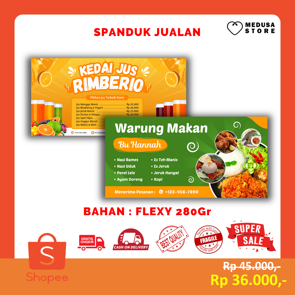 Jual Banner Toko/ Custom Spanduk Warung Jualan Produk Usaha Dagang dan ...