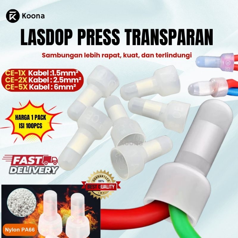 Jual Lasdop Press Wire Transparan 1,5MM 2,5MM 6MM Lasdop Kabel Press ...
