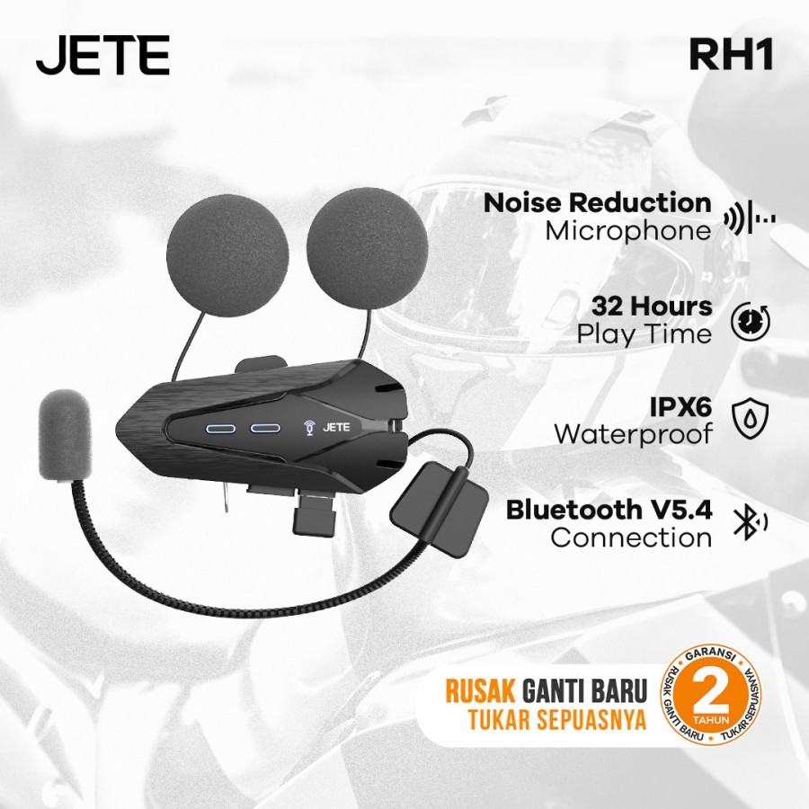 Jual Helmet Headset Bluetooth JETE RH1 IPX6 Helm Motor NOT Intercom with Microphone BT 5.4 ...