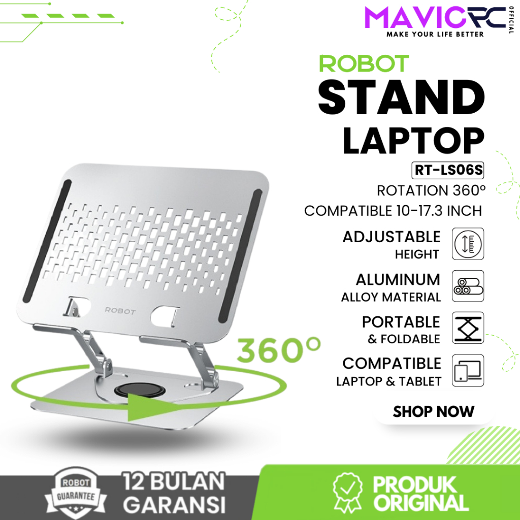 Jual ROBOT RT-LS06S Laptop Holder Kuat Rotateable 360˚ Holder Laptop ...