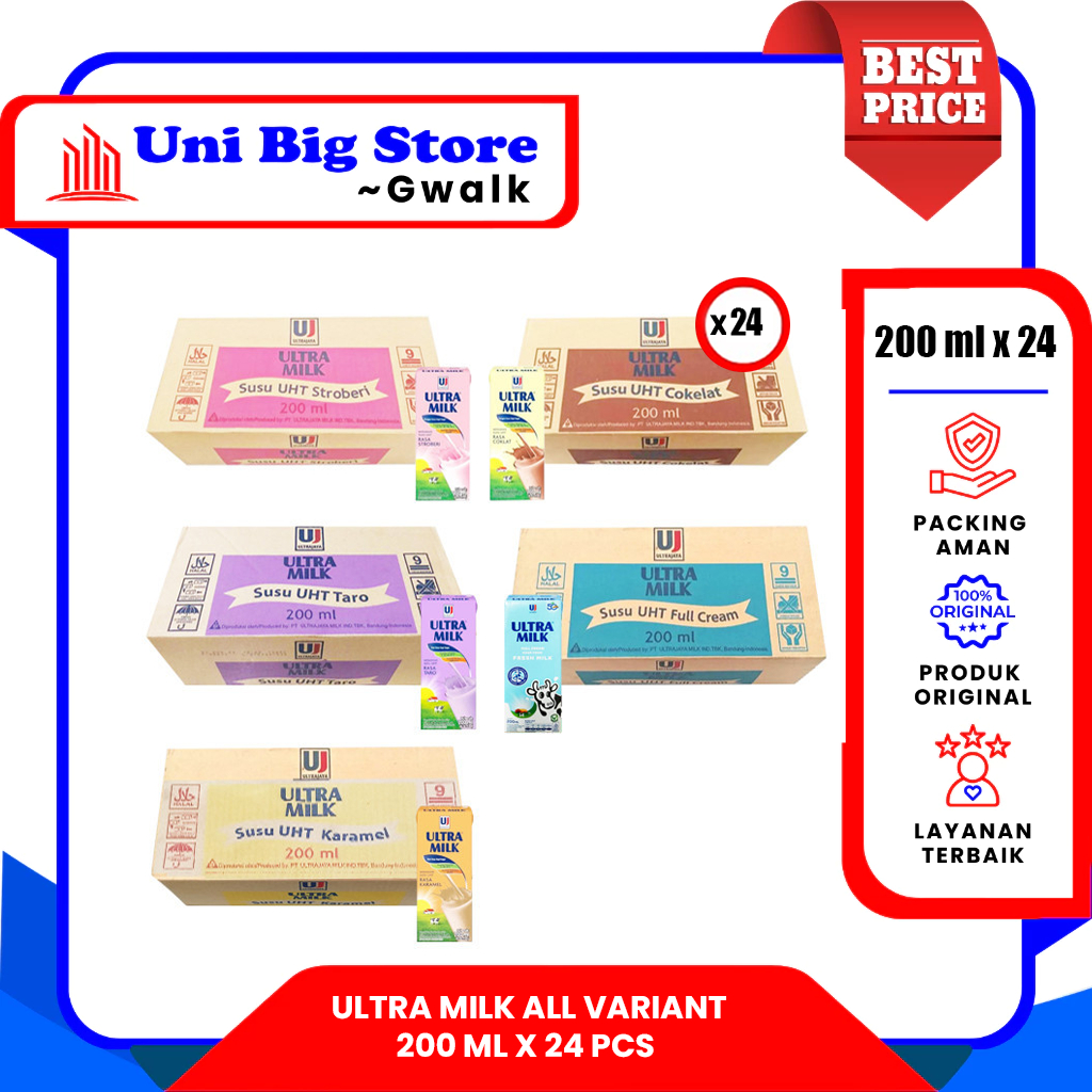 Jual ULTRA MILK SUSU UHT MILK COKLAT - STRAWBERRY - KARAMEL - TARO ...