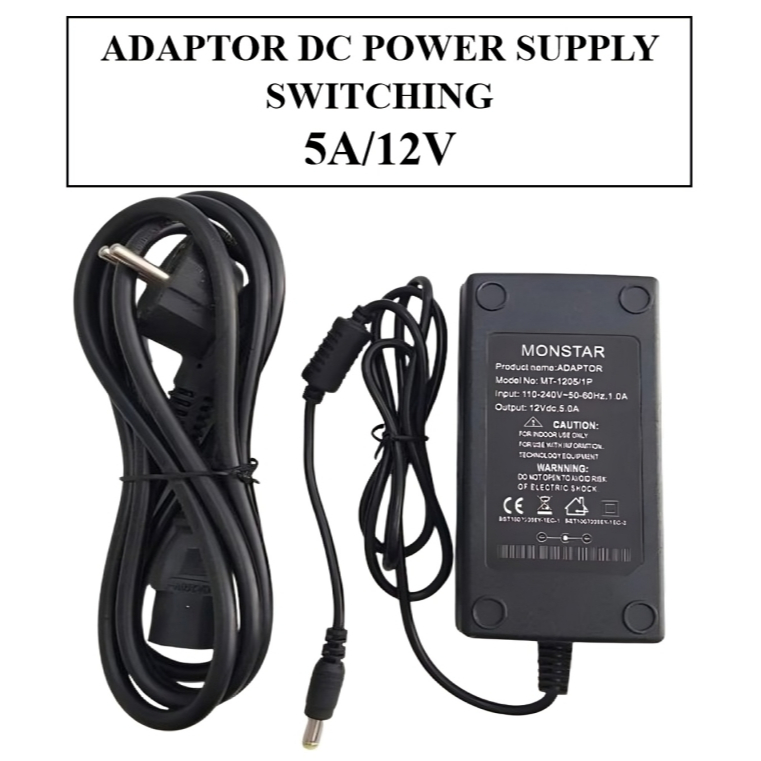 Jual Adaptor DC Power Supply Switching 5A 12 Volt Switching Power Supply 12V 5A Adapter 12 Volt ...