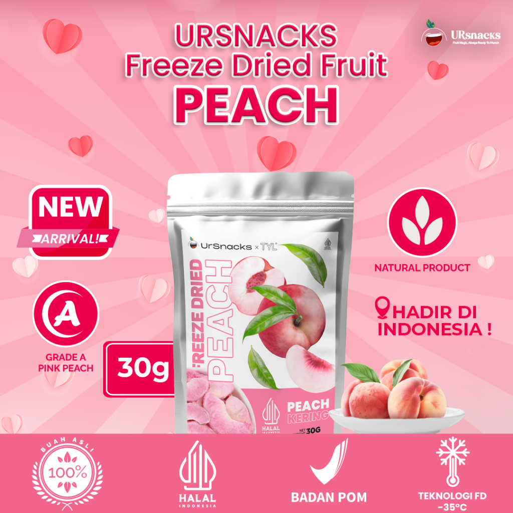 Jual URSNACKS Freeze Dried Peach 30gr - Snack Keripik Buah Asli Peach Pink Halal BPOM | Shopee ...