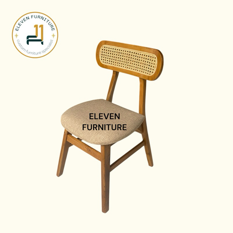 Jual KURSI ROPAN ROTAN ALAMI kayu jati cafe kafe resto japandi makan minimalis retro ...