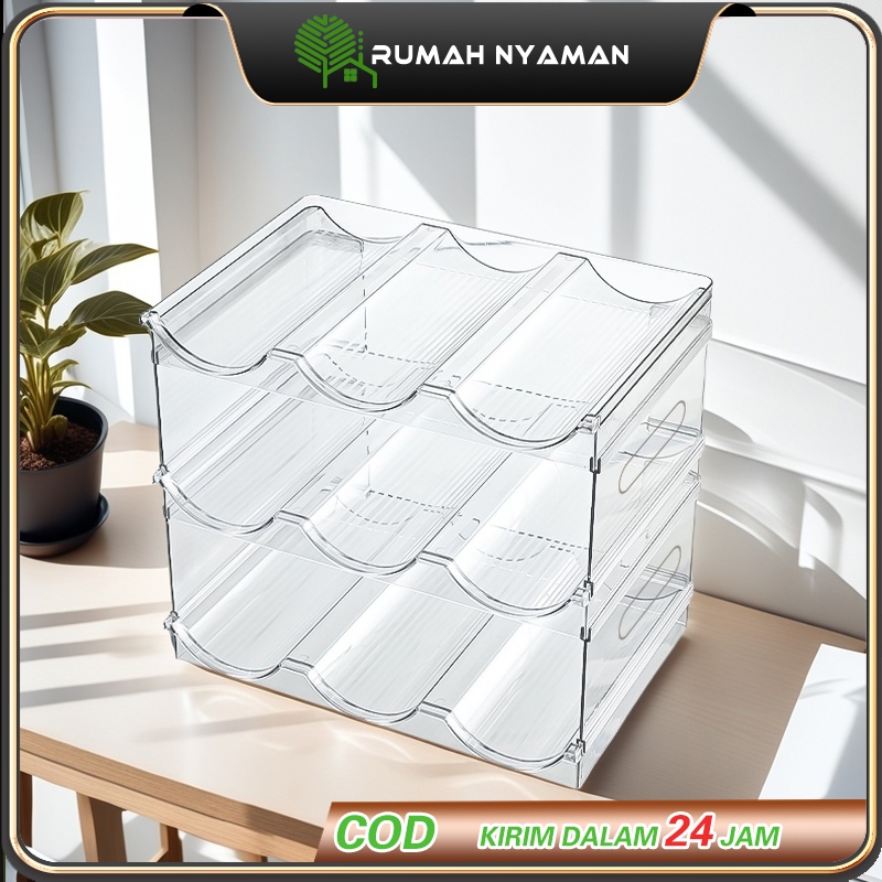 Jual Rak Penyimpanan Botol Minuman Transparan Susun Stackable Terpisah ...
