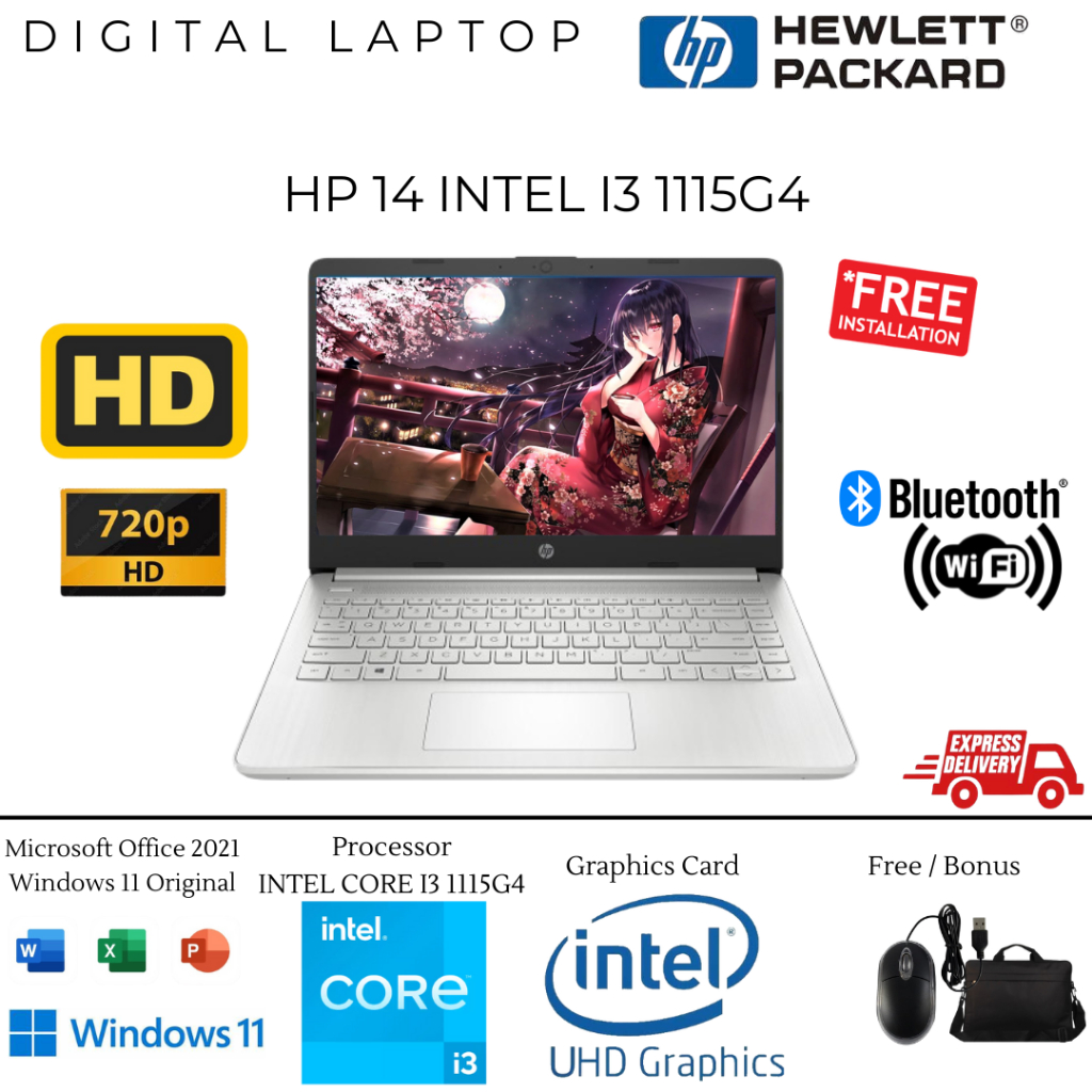 Jual Laptop Baru HP 14 Intel Core i3 1115G4 RAM 16GB 512GB SSD 14 Inch ...