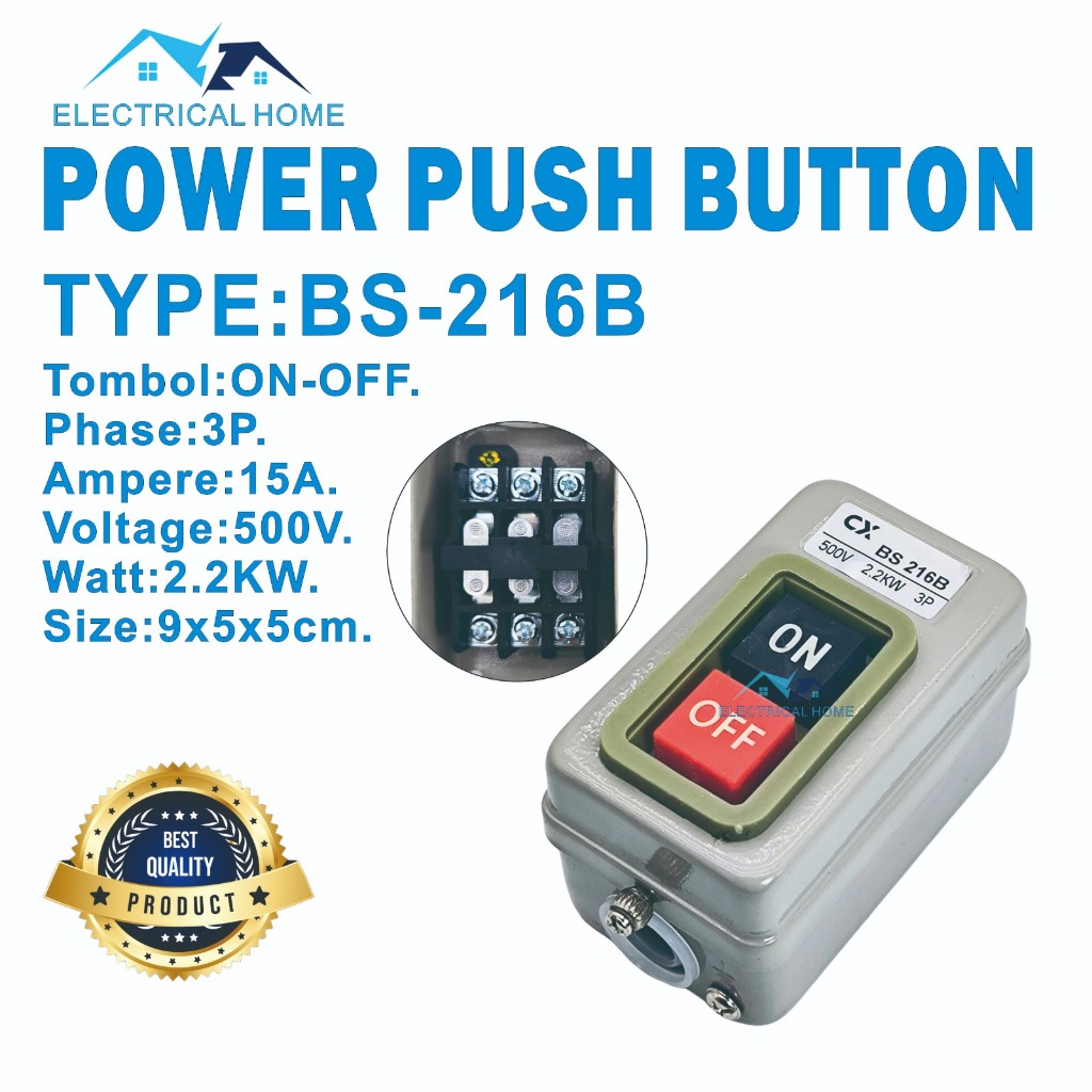Jual POWER PUSH BUTTON / PUSH BUTTON ON-OFF BS-216 | Shopee Indonesia