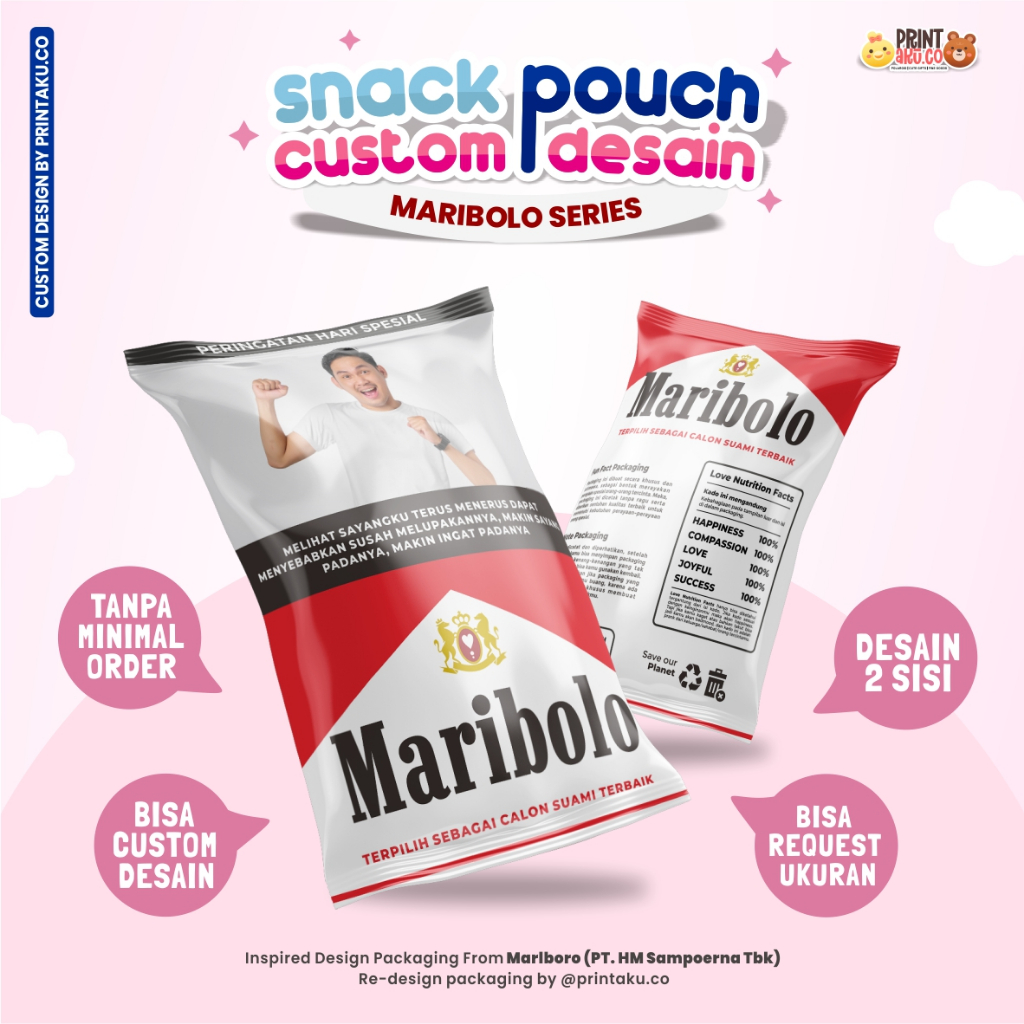 Jual Bungkus Kado Custom | Snack Custom Foto Teks Bungkus Kado Pouch ...