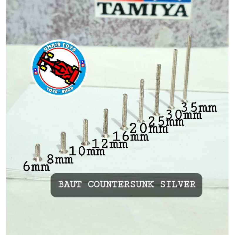 Jual Baut Tamiya Countersunk M2 kepala pipih baut gepeng stainlees ...