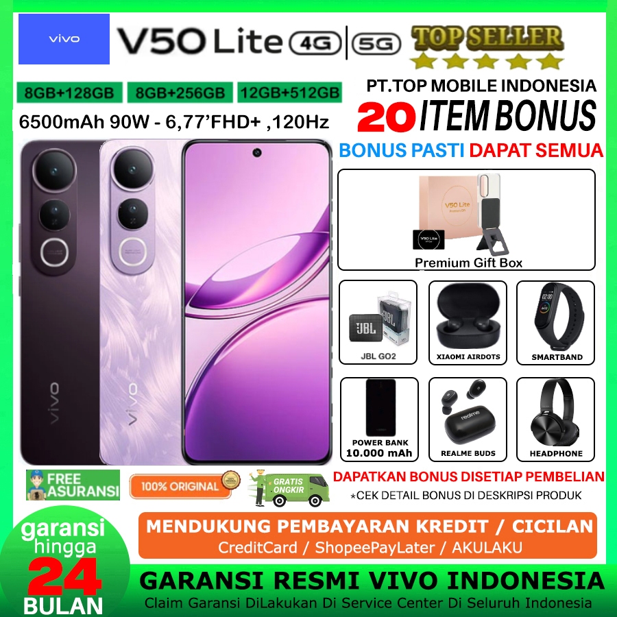 Jual VIVO V50 LITE 5G & 4G 12/512 8/256 8/128 GB RAM 12GB 8GB ROM 512GB 256GB 128GB GARANSI ...