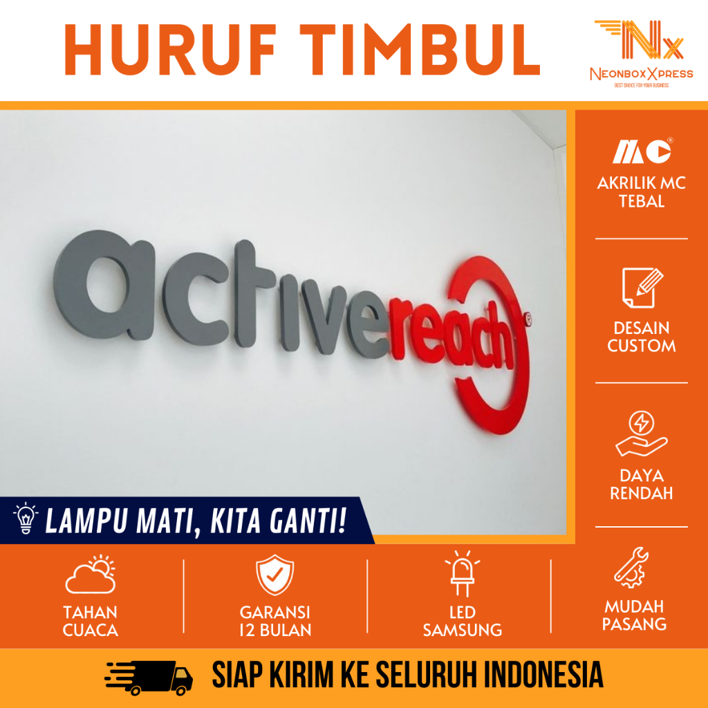 Jual Huruf Timbul Akrilik Menyala Custom Bisa Untuk Indoor/Outdoor ...