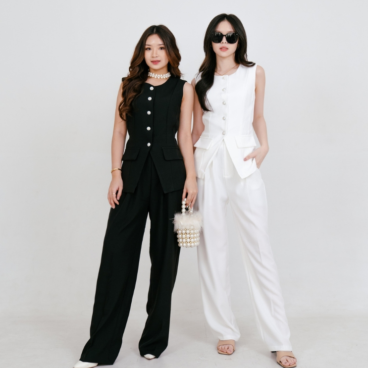 Jual Heirluxjoy - Anneth Set Baju Wanita Vest Celana Panjang Semi ...